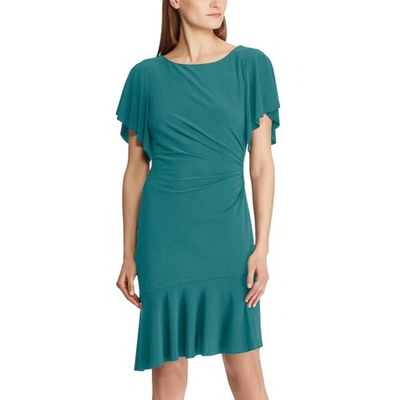 Chaps | Dresses | Chaps Floral Flounce Hem Dress Lunar Green New | Poshmark